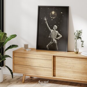 Halloween Party Dancing Skeleton Wall Art, Skeleton Disco, Printable ...