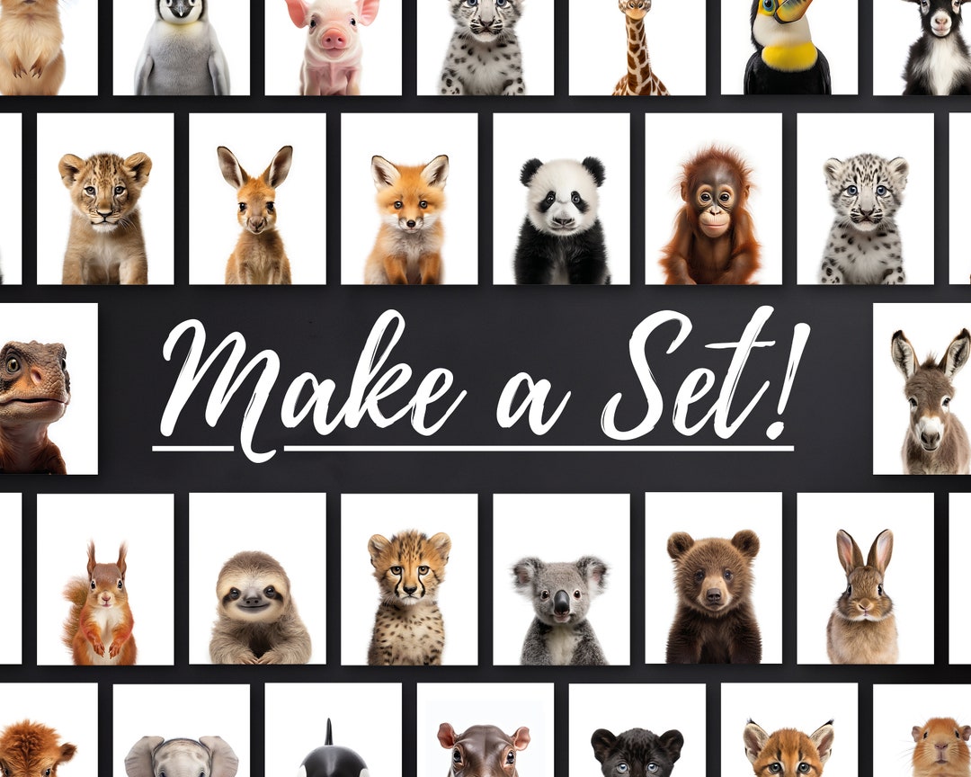 Custom Set Animal Nursery Prints, Woodland Baby Shower Decoration ...