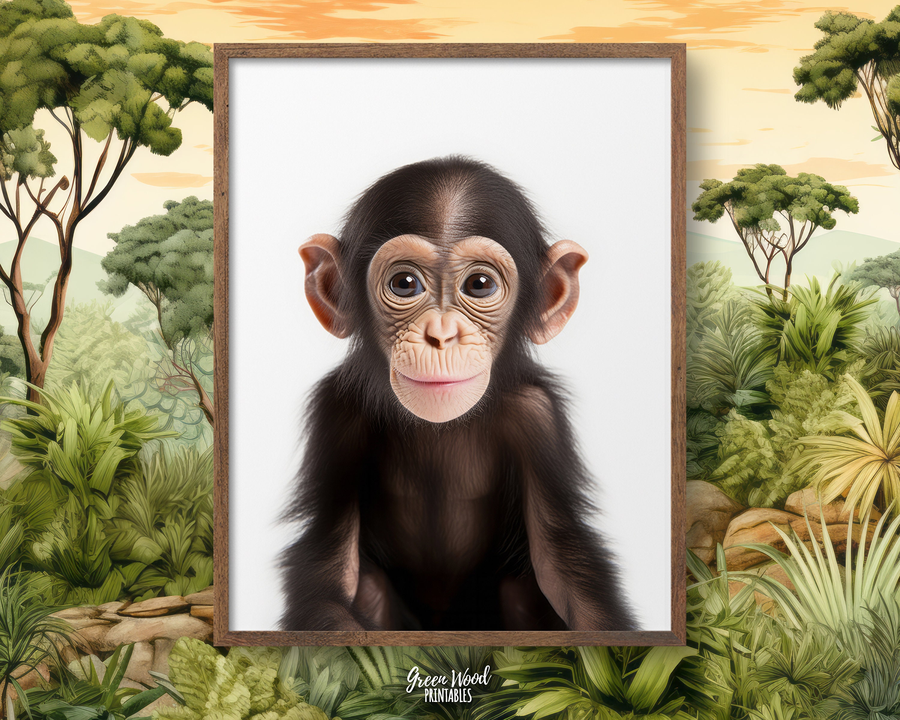 Printable Baby Chimpanzee Nursery Print Chimp Poster Safari - Etsy