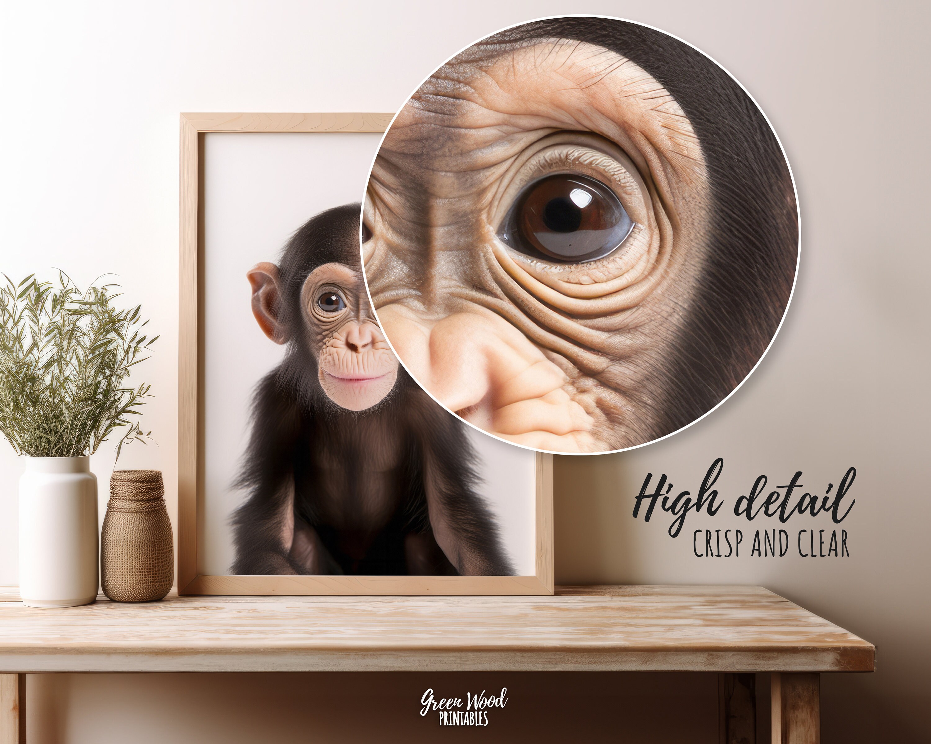 Printable Baby Chimpanzee Nursery Print, Chimp Poster Safari Nursery ...