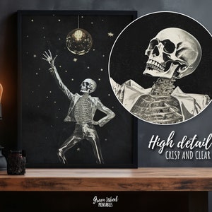 Halloween Party Dancing Skeleton Wall Art, Skeleton Disco, Printable ...