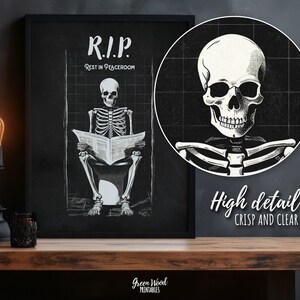 Halloween Bathroom Decor, Printable Toilet Sign, Skeleton Wall Art, RIP ...