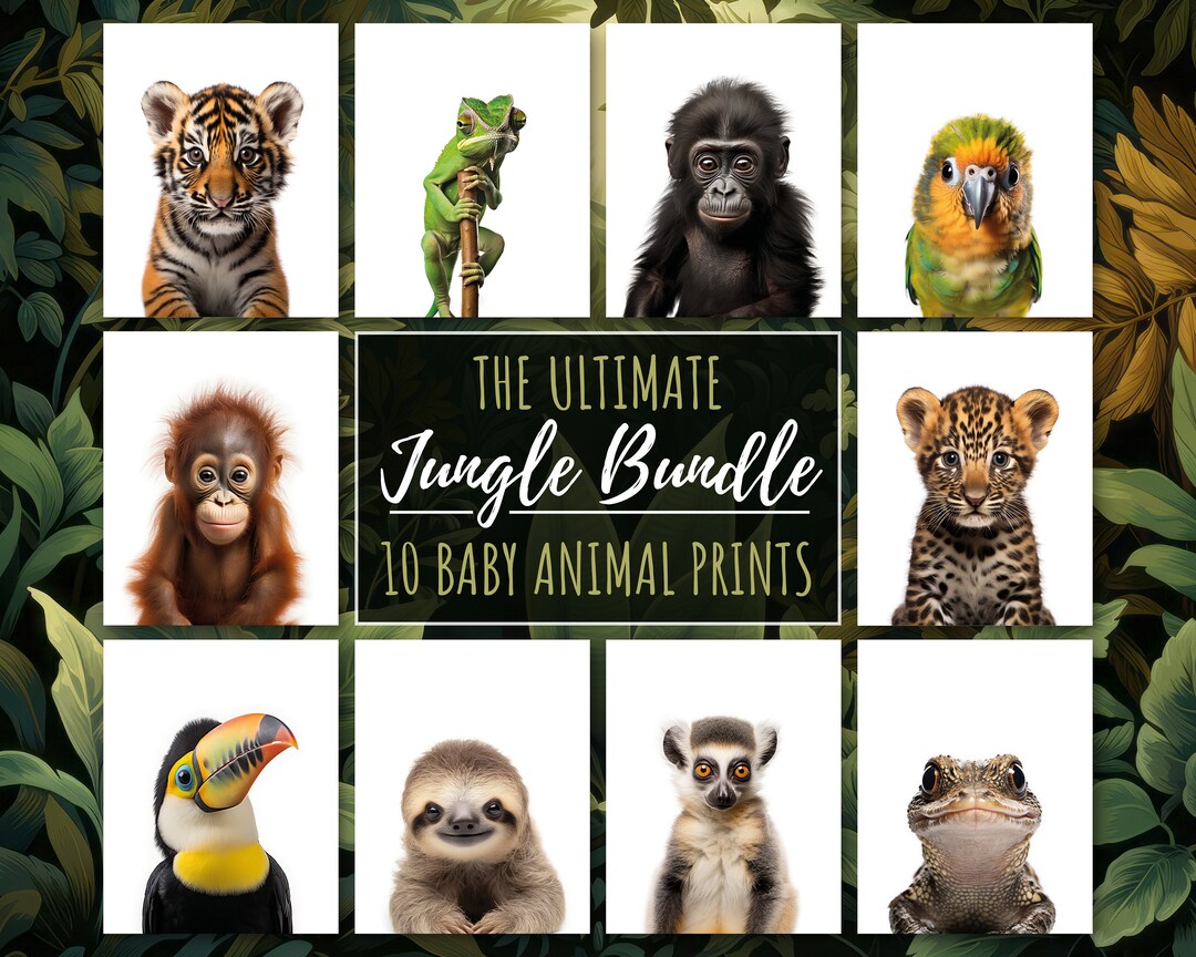 Jungle Nursery Decor Printable Baby Animal Prints, Jungle Bundle ...