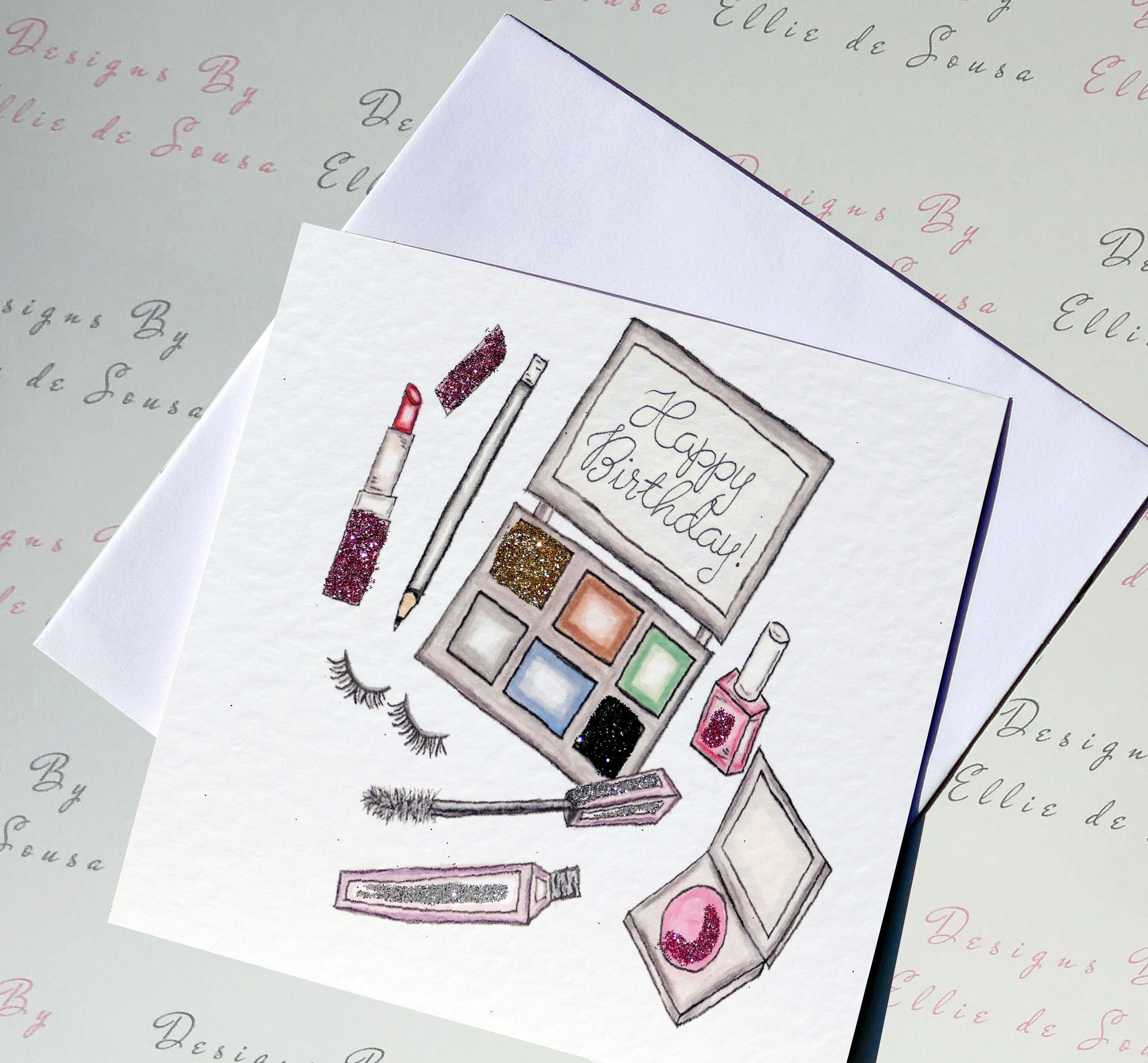 Happy Birthday Makeup Card | Etsy