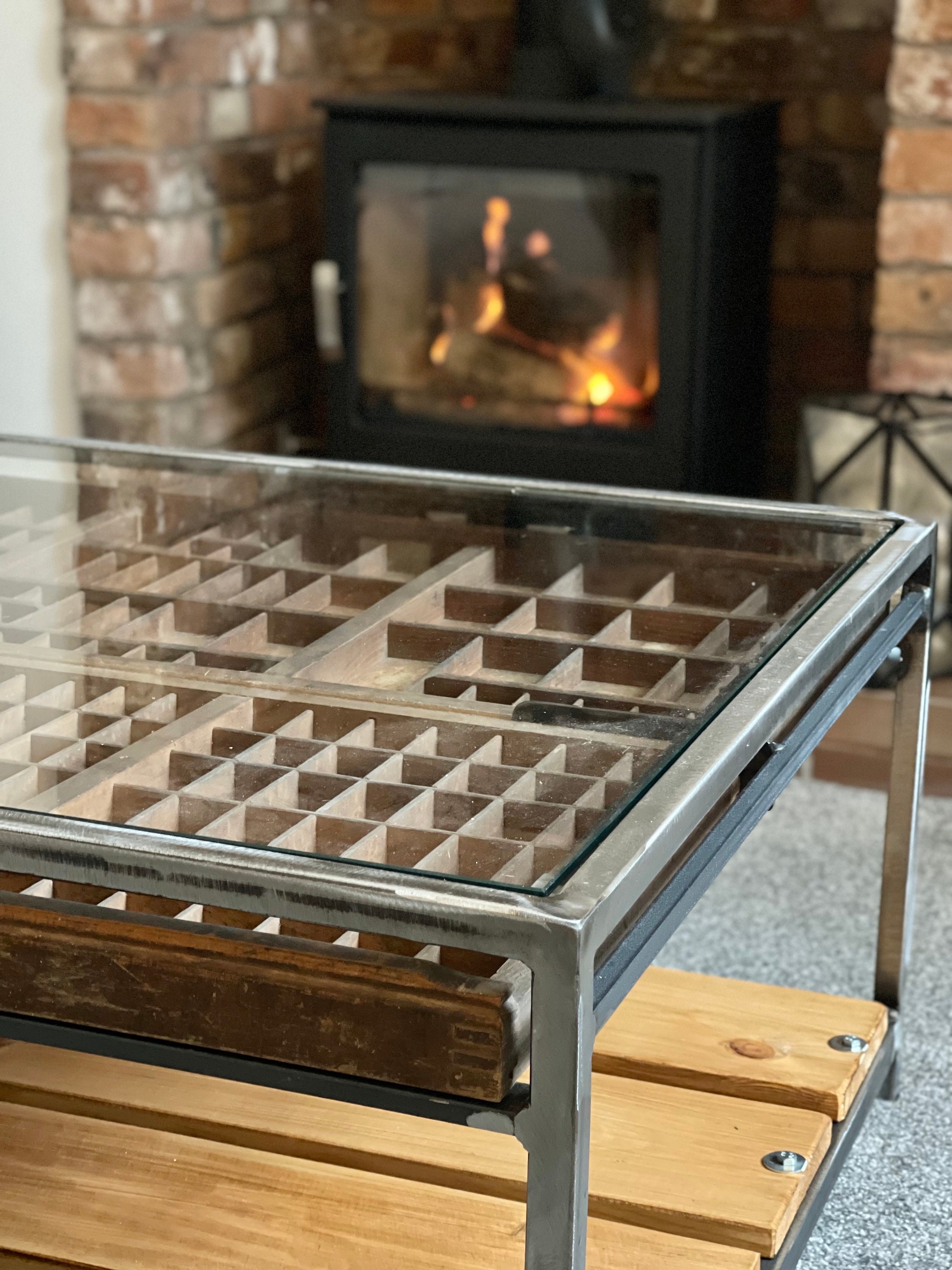 STATEMENT COFFEE TABLE - Double Printers Tray Industrial Display ...