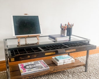 STATEMENT COFFEE TABLE Double Printers Tray Industrial Design Handmade ...