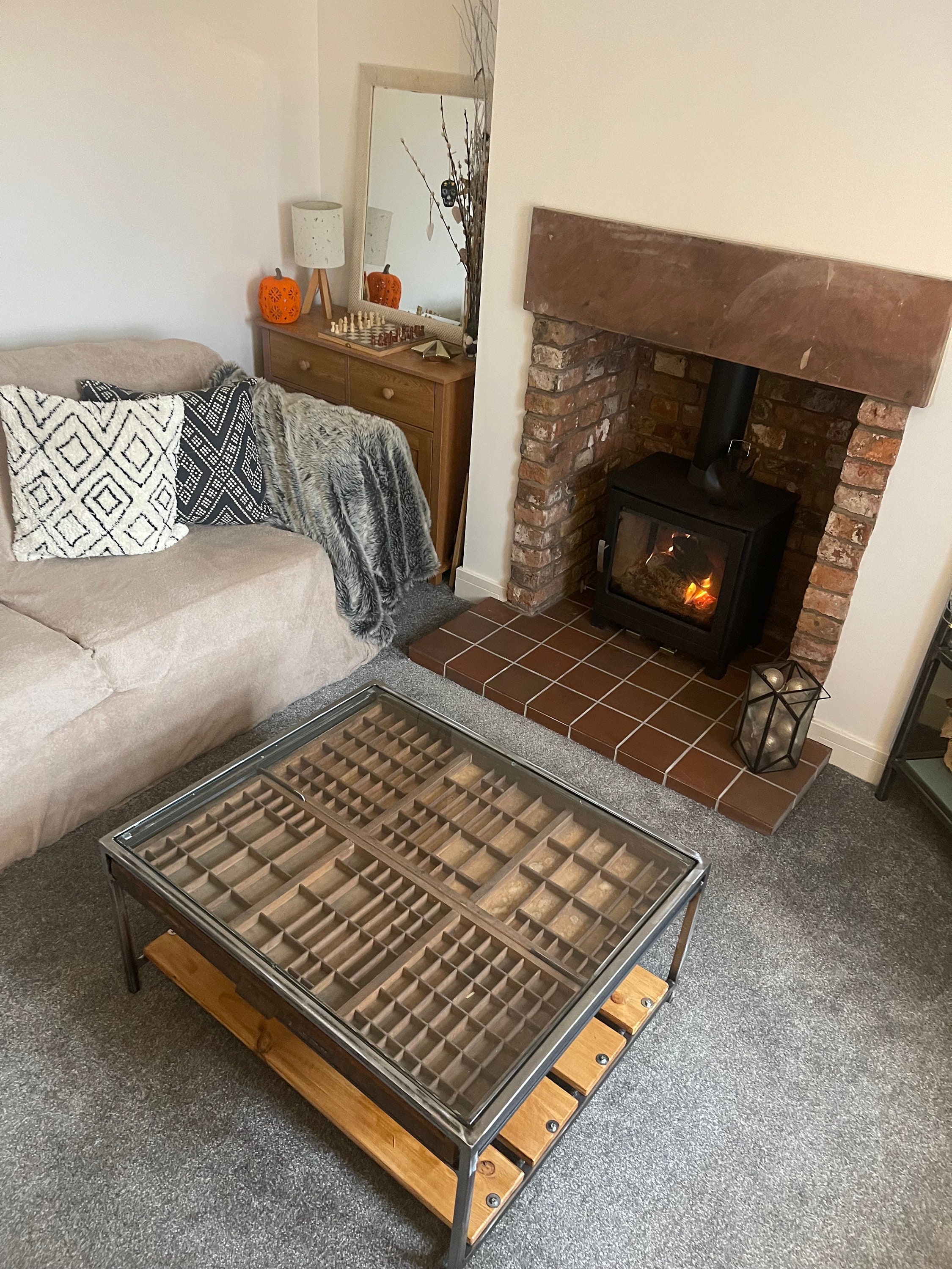 STATEMENT COFFEE TABLE Double Printers Tray Industrial Display ...