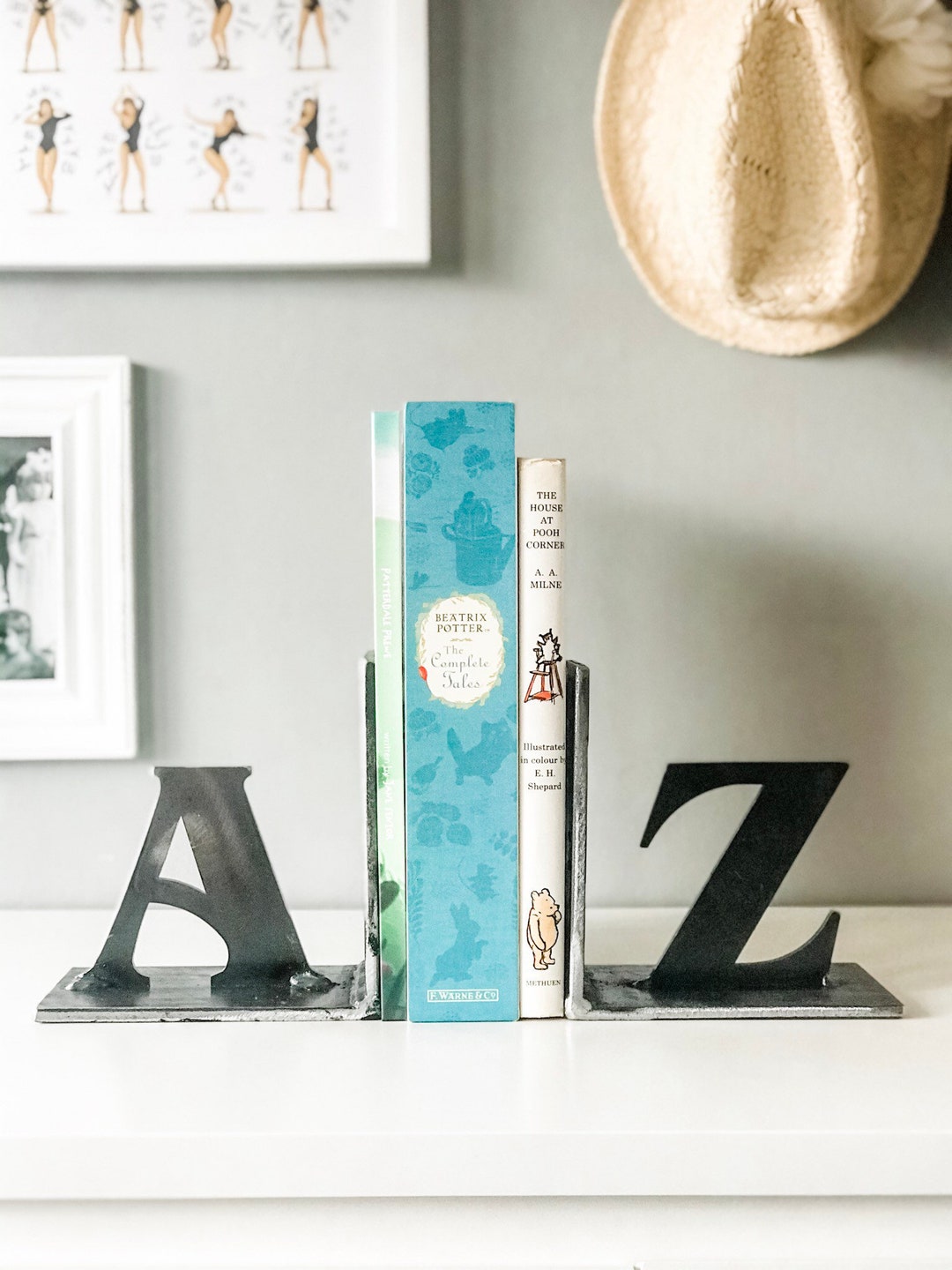 A to Z Steel Bookends Heavy Industrial Alphabet Bookends Interior Decor ...