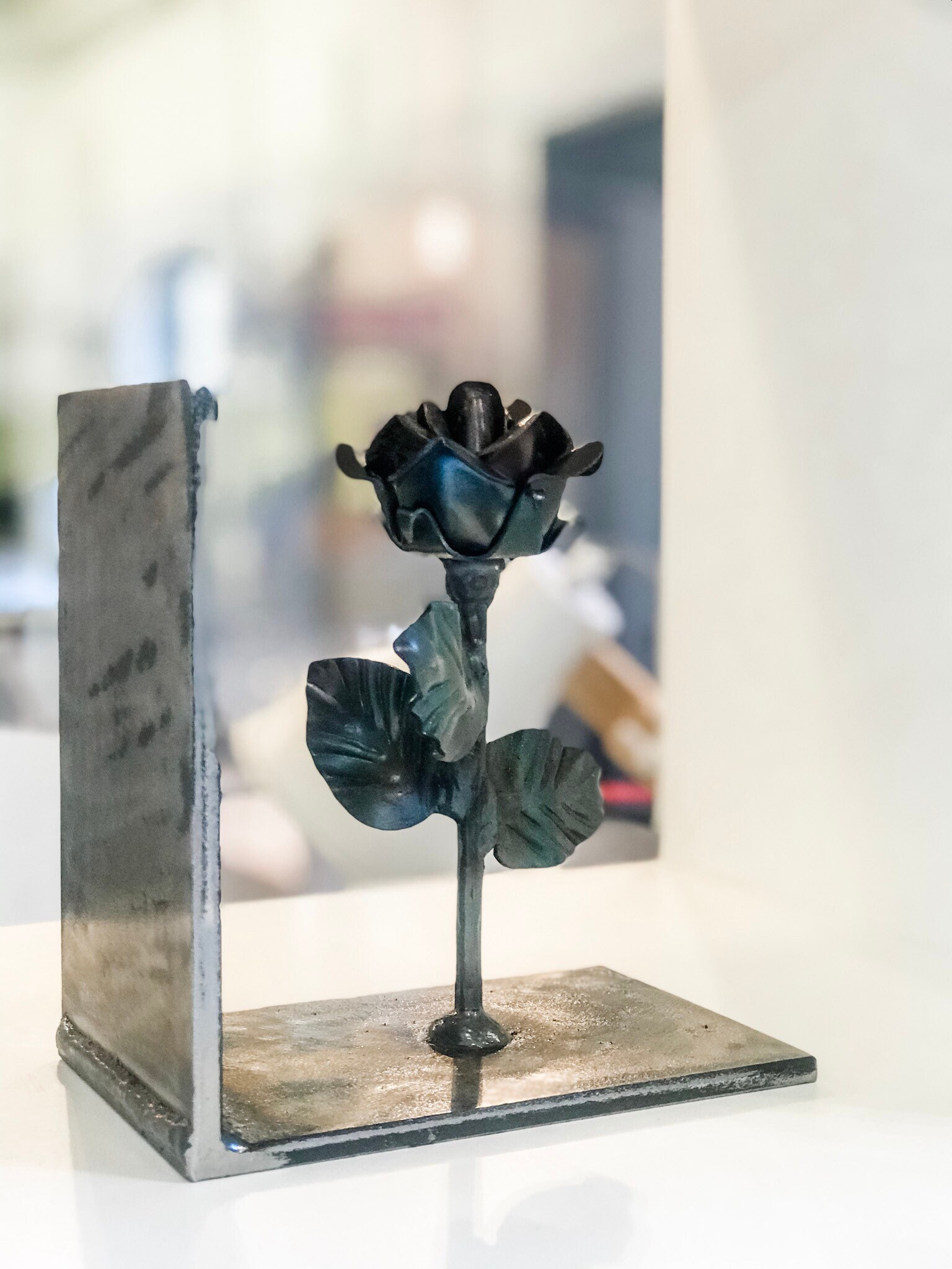 Rose Steel Bookend Set - Heavy Industrial Bookends - Roses Interior ...