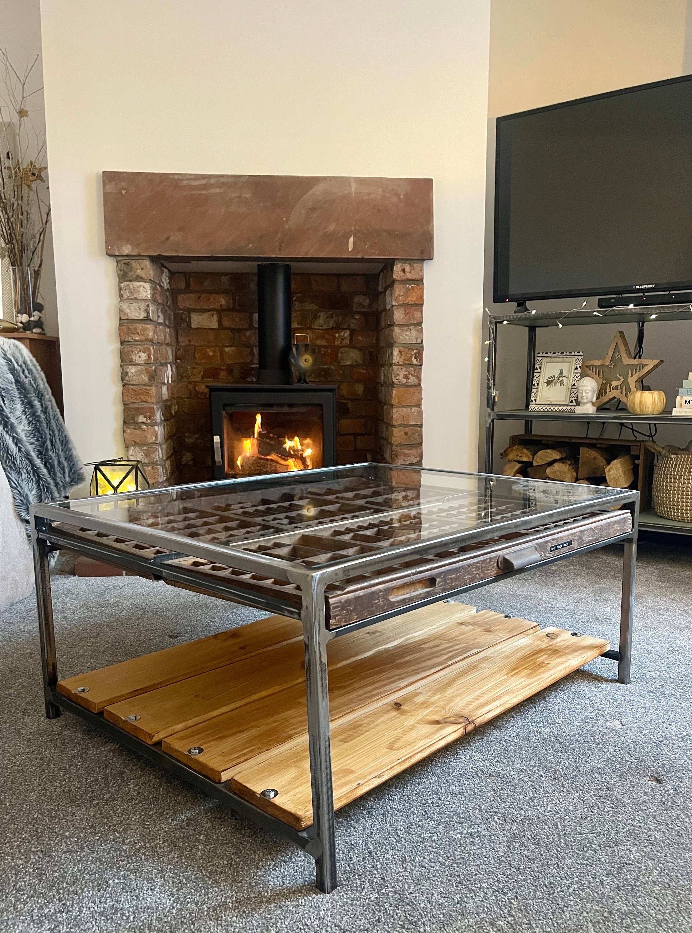 STATEMENT COFFEE TABLE - Double Printers Tray Industrial Display ...