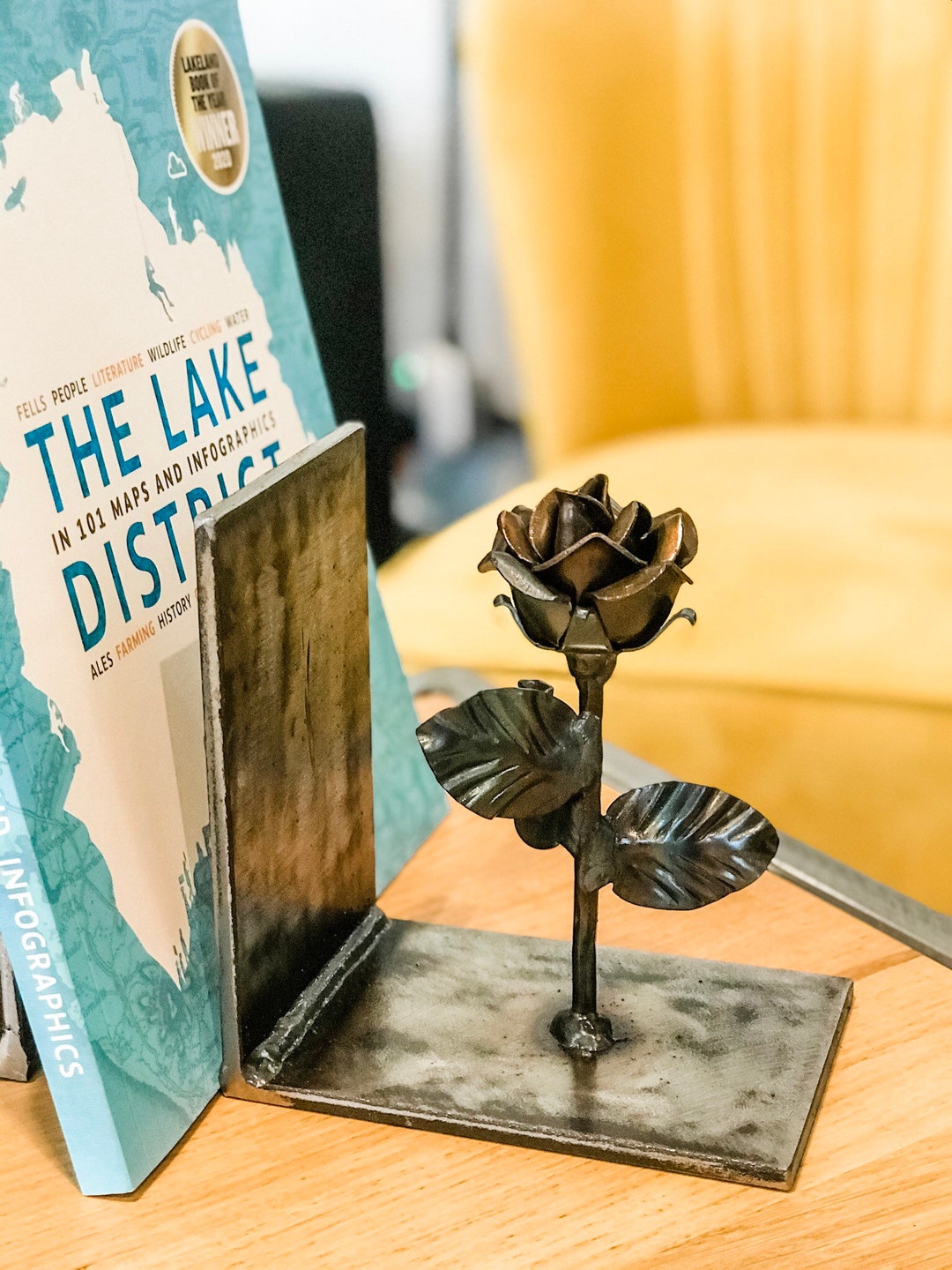 Rose Steel Bookend Set - Heavy Industrial Bookends - Roses Interior ...