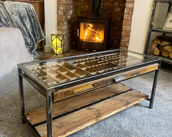 STATEMENT COFFEE TABLE Double Printers Tray Industrial Design Handmade ...