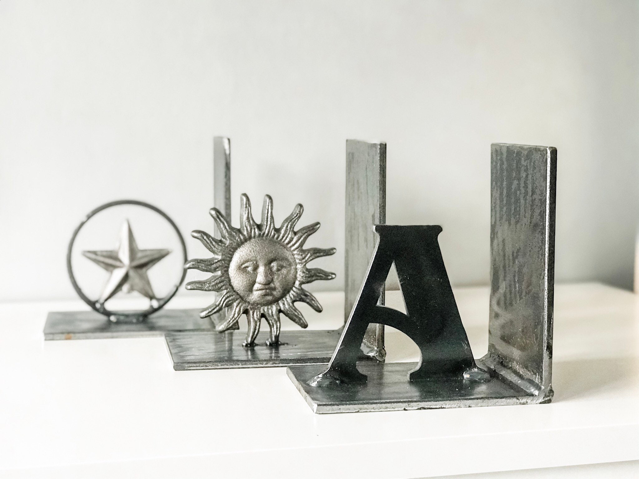 Rose Steel Bookend Set - Heavy Industrial Bookends - Roses Interior ...