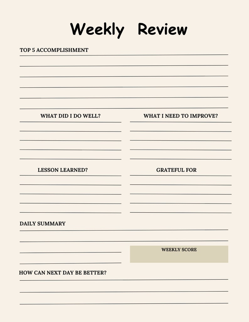 Weekly Planner Printable, Simple Weekly Planner, Minimalist Weekly ...