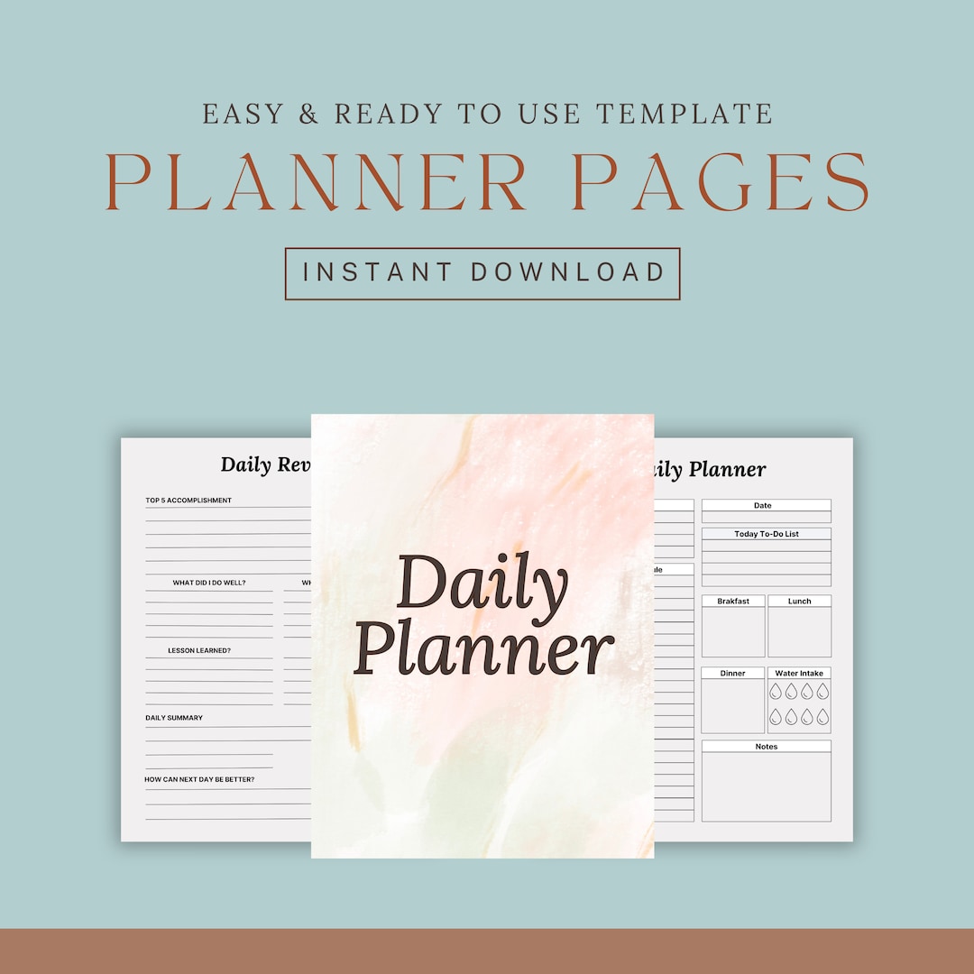 Daily Planner Printable Printable Day Planner Planner - Etsy