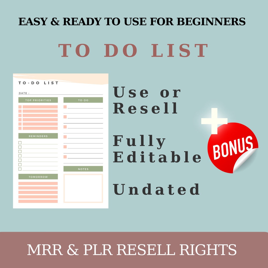 Minimalist To-do List Template: Printable Daily Planner (PLR) - Etsy
