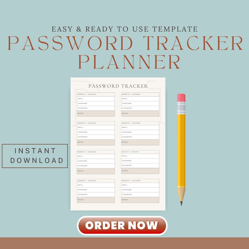Password Tracker Printable & Fillable Download PDF Password - Etsy