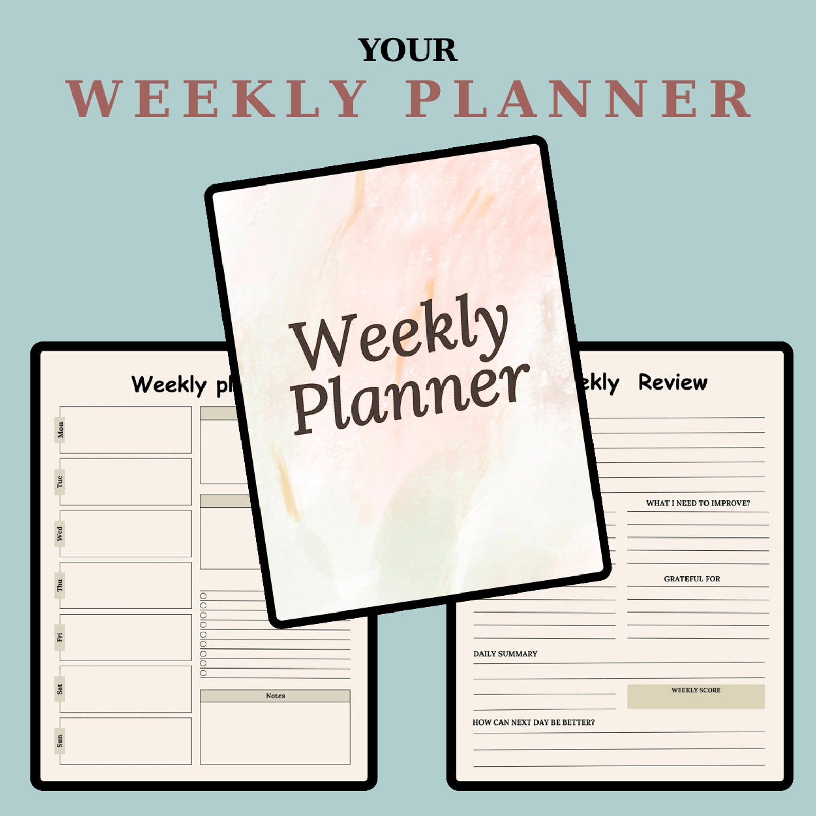 Weekly Planner Printable, Simple Weekly Planner, Minimalist Weekly ...