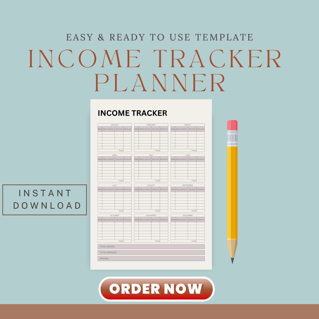 Income Tracker Printable Income Tracking Income Log Monthly - Etsy