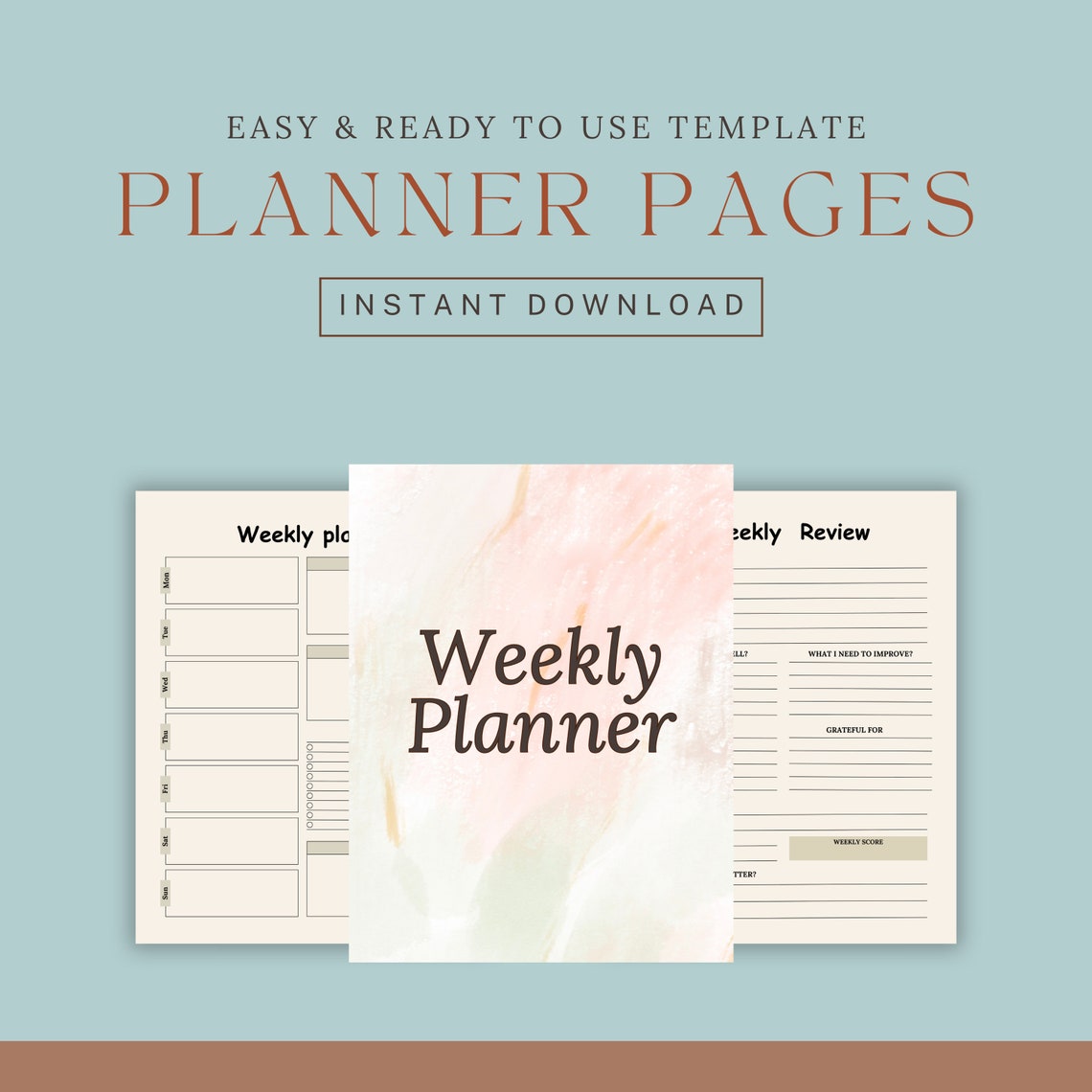 Weekly Planner Printable, Simple Weekly Planner, Minimalist Weekly ...