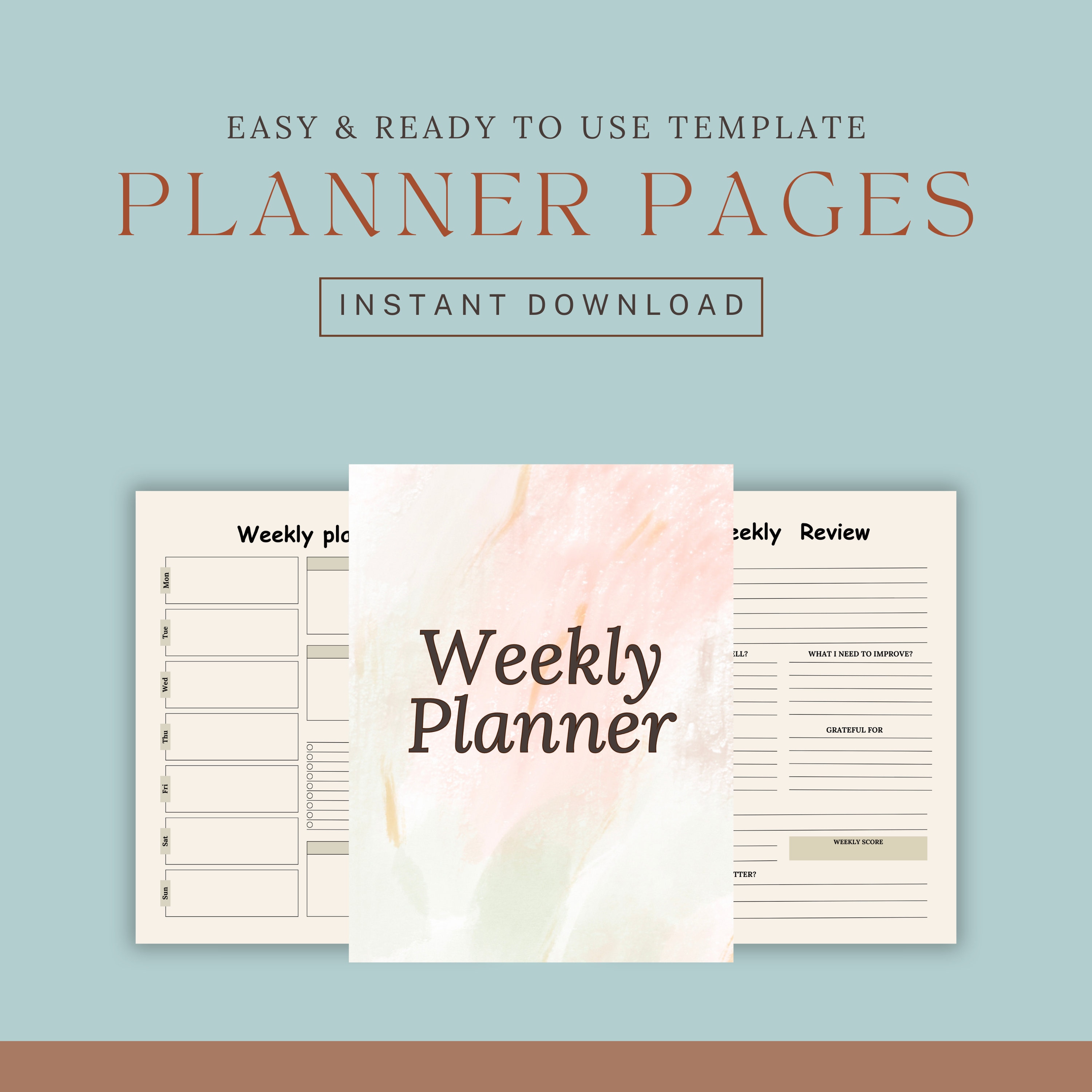 Weekly Planner Printable, Simple Weekly Planner, Minimalist Weekly ...
