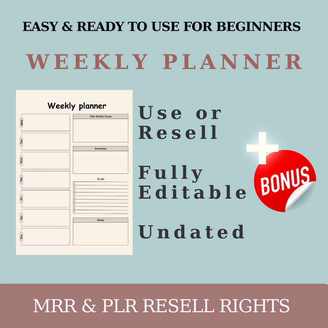Weekly Planner Printable, Simple Weekly Planner, Minimalist Weekly ...