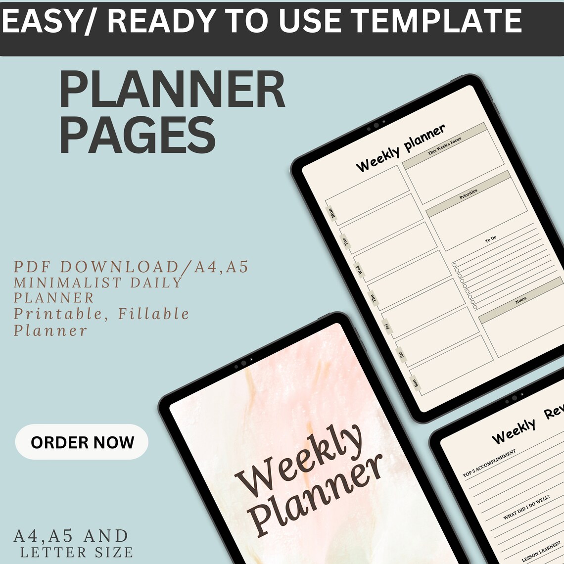 Weekly Planner Printable, Simple Weekly Planner, Minimalist Weekly ...