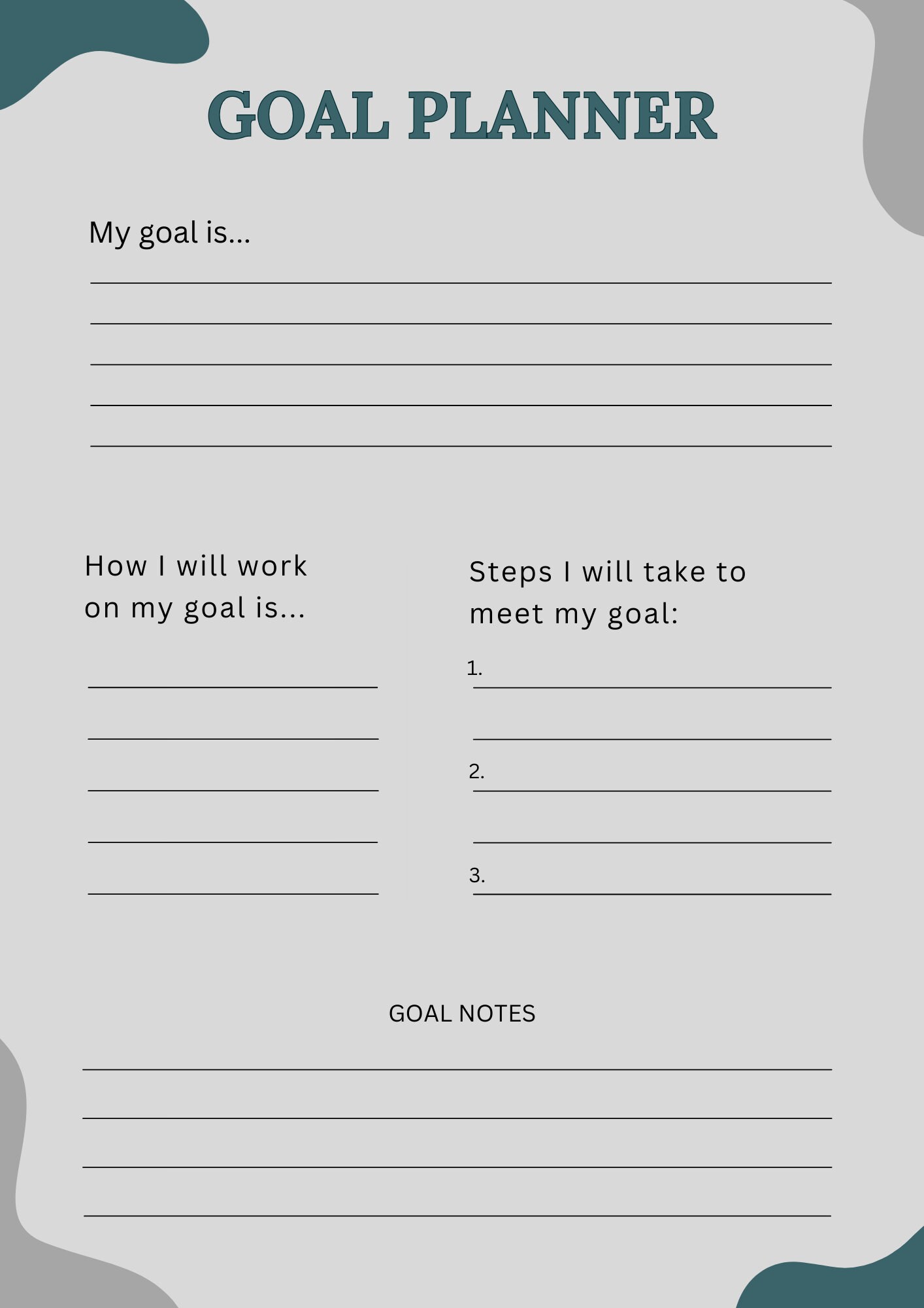 Goal Planning Fillable PDF Goal Planner Goal Setting Goal - Etsy