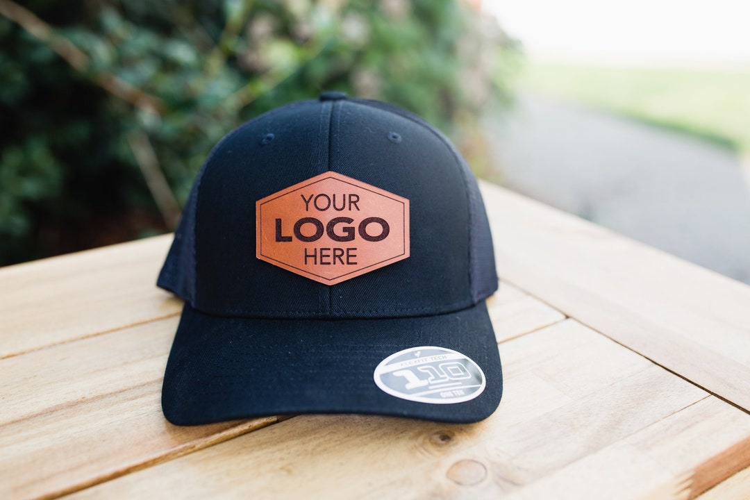 Flexfit 110 Custom Leather Patch Trucker Hat. BULK DISCOUNTS AVAILABLE ...