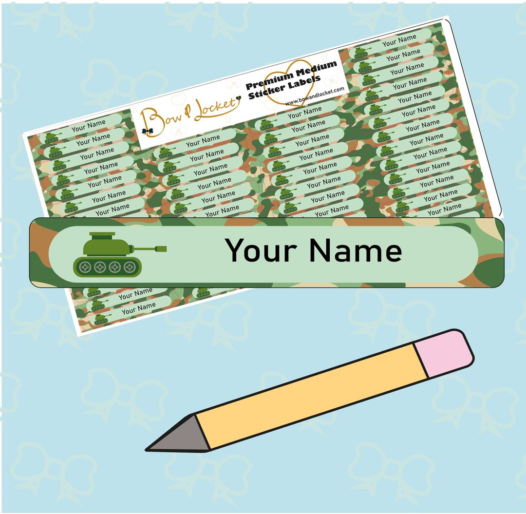 Personalised Stick-on Army Equipment Sticker Name Labels, Waterproof ...