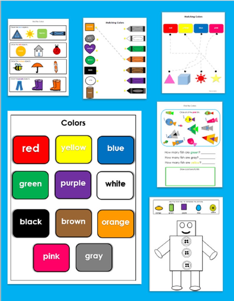 Pre-kindergarten Colors Worksheets - Etsy