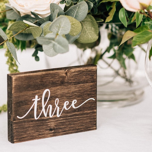 Engraved Wedding Table Numbers Rustic Table Decor Wooden | Etsy
