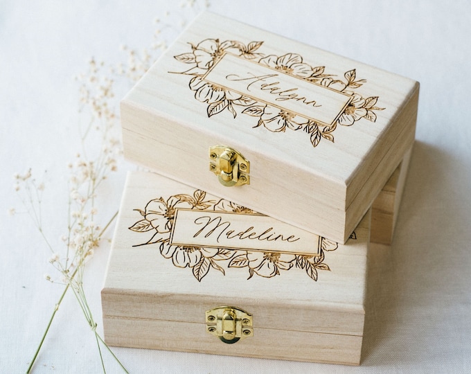 Flower Girl or Bridesmaids Gift Box Jewelry Box Personalized Name ...