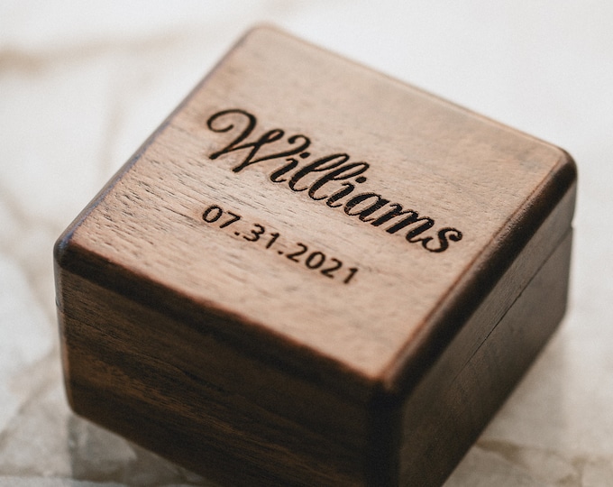 Square Double Ring Box Personalized Ring Box Wedding Ring - Etsy
