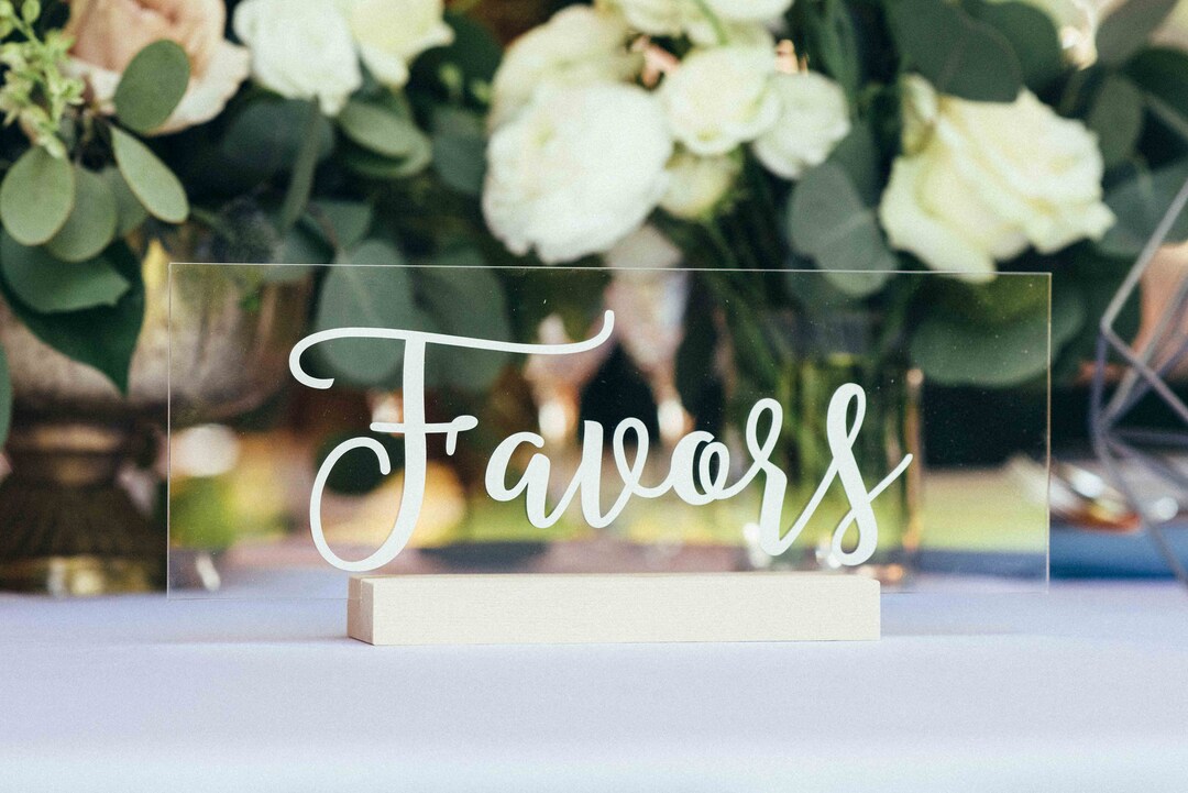 Favors Sign - Wedding Acrylic Table Sign - Rustic Table Decor - Wedding ...