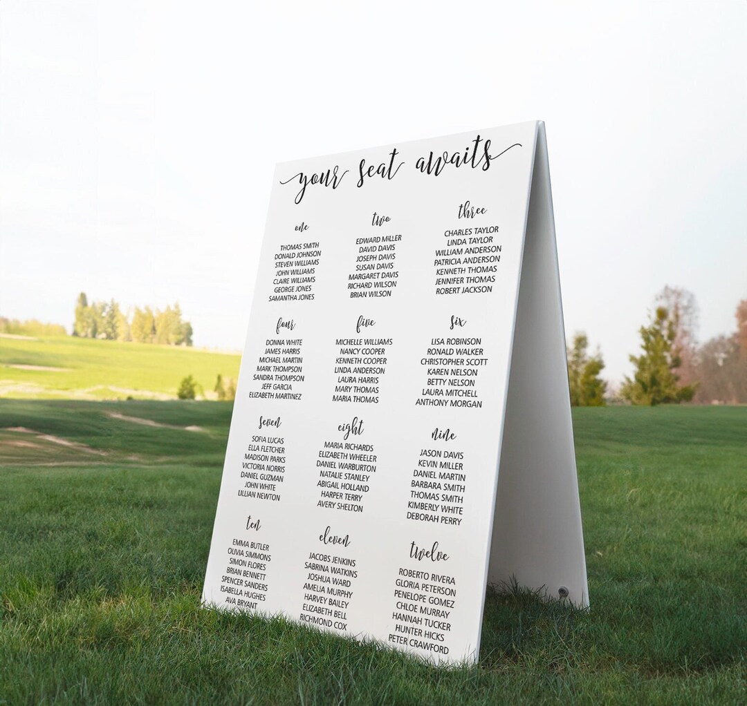 Wedding Seating Chart - Personalized Seating Chart Sign - A Frame Sign ...