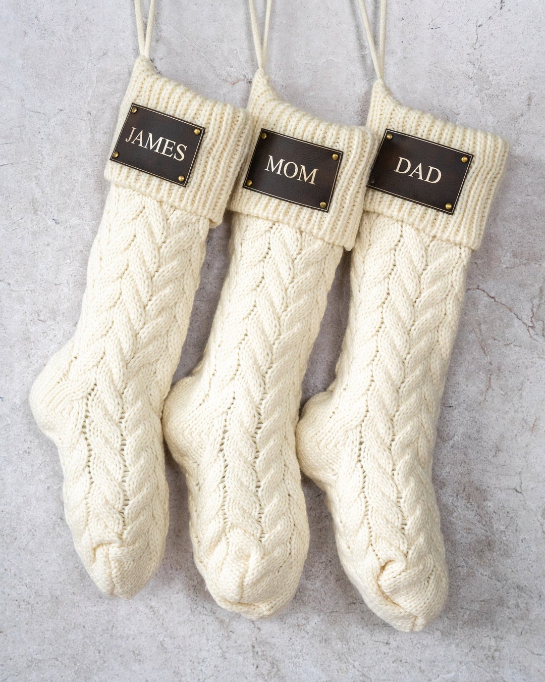 Personalized Christmas Stockings With Leather Patch - Custom Stocking ...