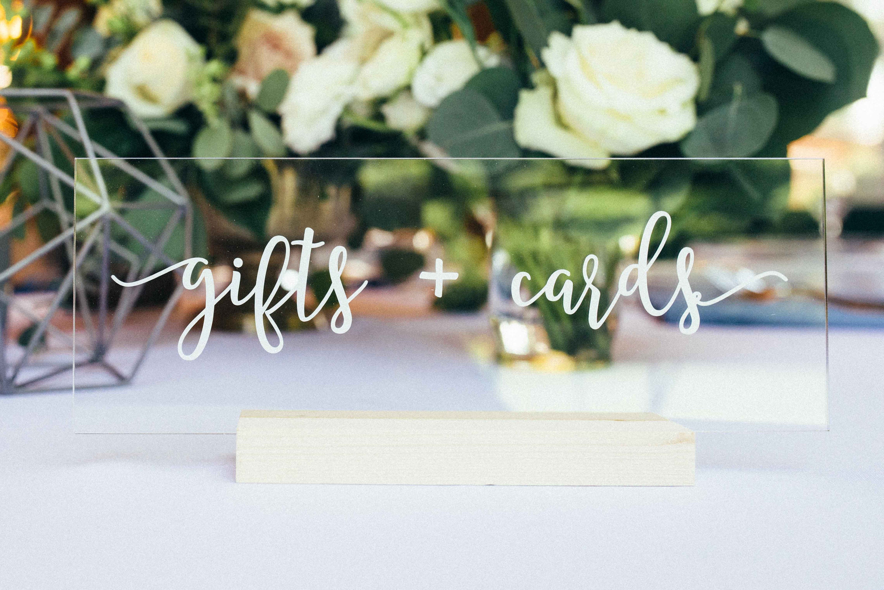 Gift and Cards Sign Wedding Acrylic Table Sign Rustic | Etsy