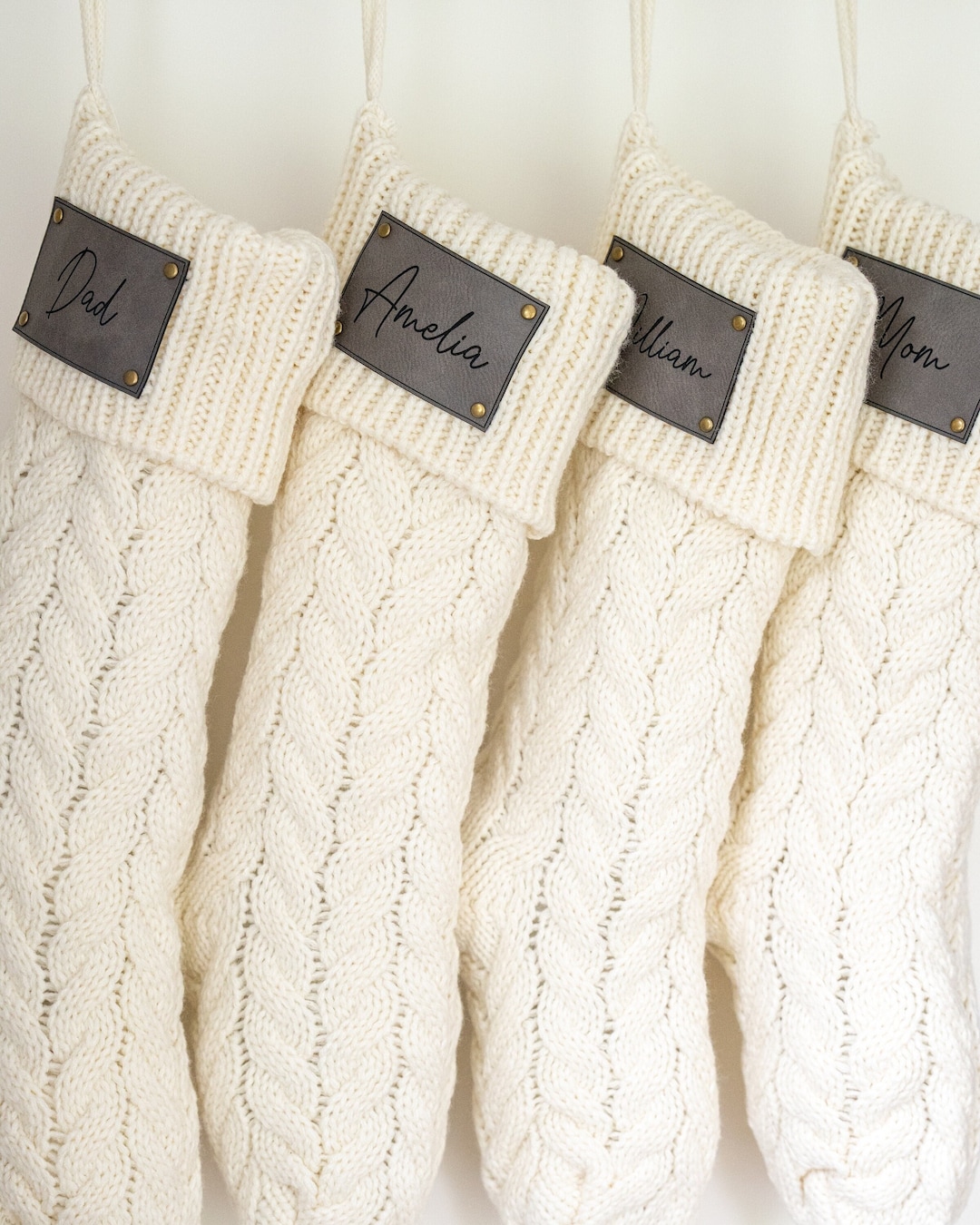 Personalized Christmas Stockings With Leather Patch - Custom Stocking ...