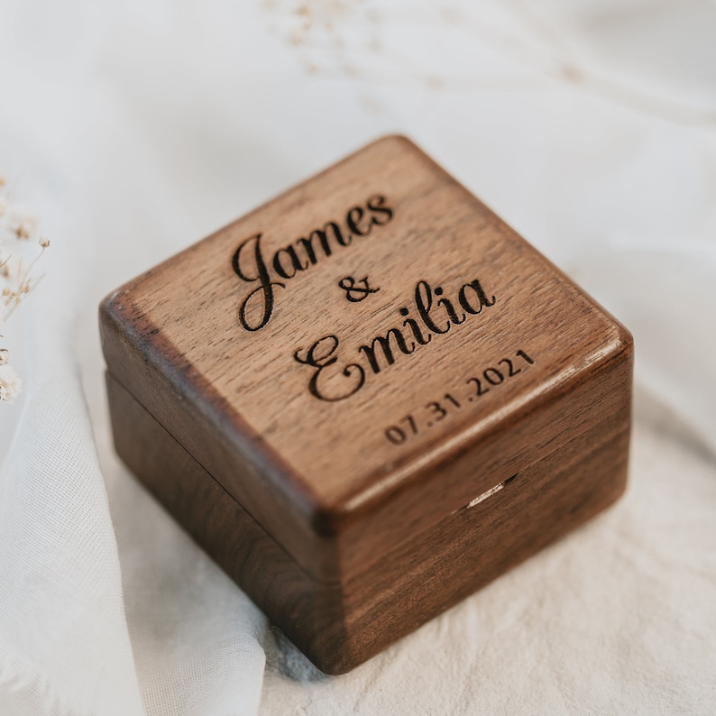 Square Double Ring Box Personalized Ring Box Wedding Ring - Etsy