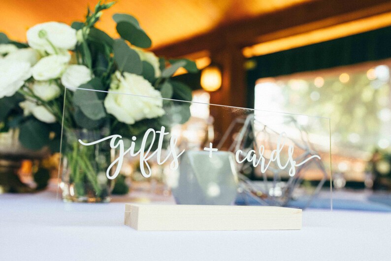 Gifts and Cards Sign Acrylic Table Sign Wedding Wooden | Etsy