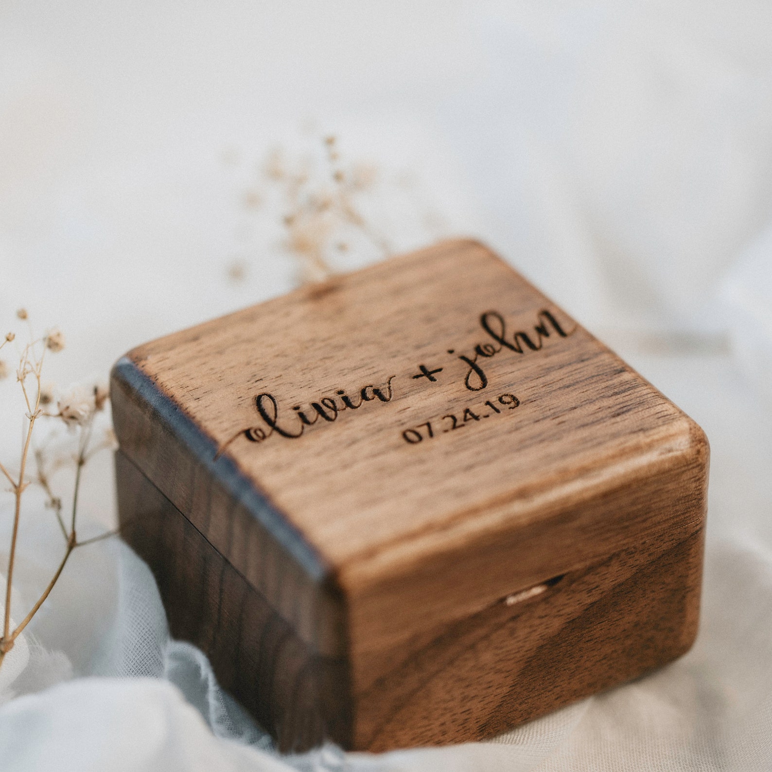 Square Double Ring Box Personalized Ring Box Wedding Ring - Etsy