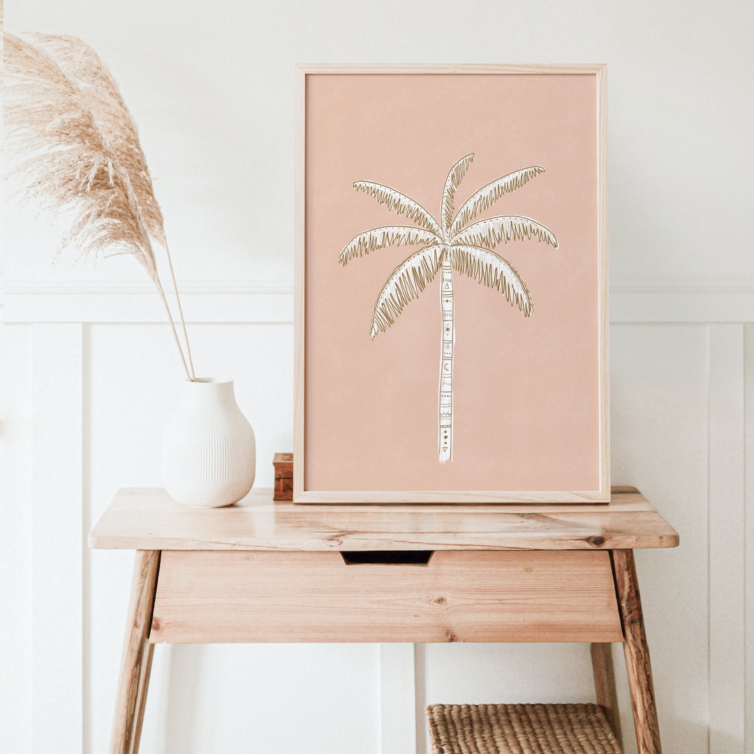 Palm Tree Wall Art Print, Boho Palm Tree Print, Coastal Boho Wall Art ...