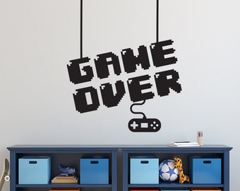 Game Over Video Game Gaming Quote Vinyl Decal Poster Removable Mural ...