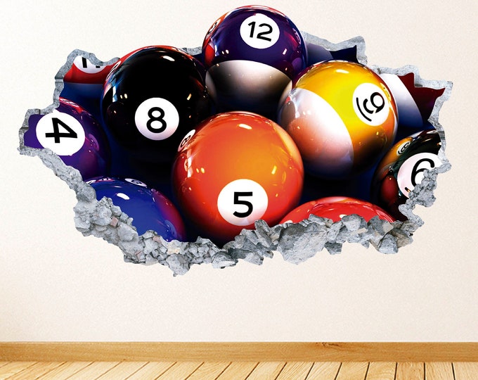8 Ball Pool Smashed 3D Wall Decal Art Sport Vinyl Decor Sticker - Etsy