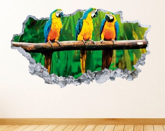 Flying Macaw Wall Art Decal Animal Wall Decor Vinyl Wall - Etsy