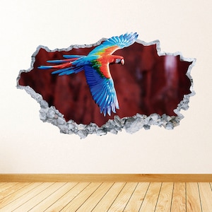 Flying Macaw Wall Art Decal Animal Wall Decor Vinyl Wall - Etsy