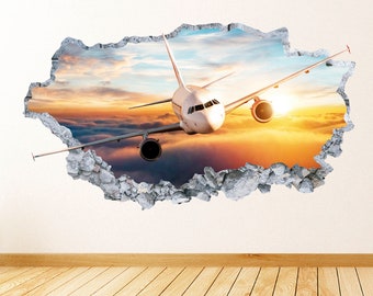 Airplane Window Decal Wing View Sky Clouds Mural Peel and Stick ...