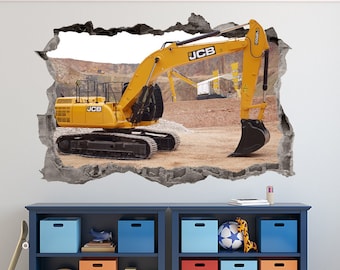 Excavator Wall Art Decal Construction Truck Wall Decor Vinyl | Etsy