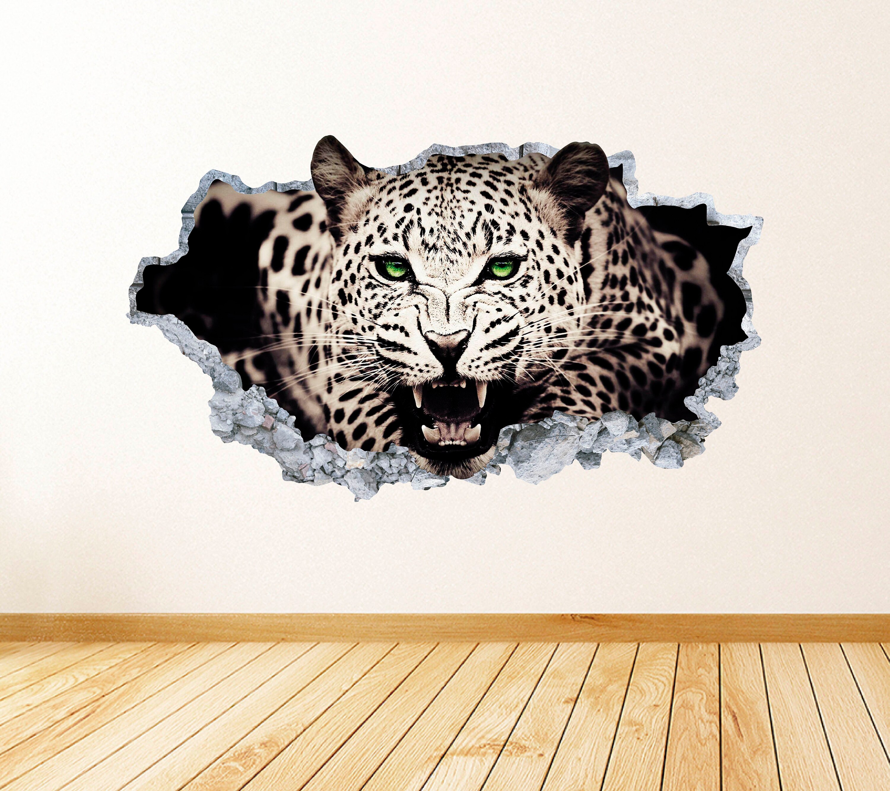 White Cheetah Wall Decal Smashed Concrete Wall Art Decal Cheetah Animal ...